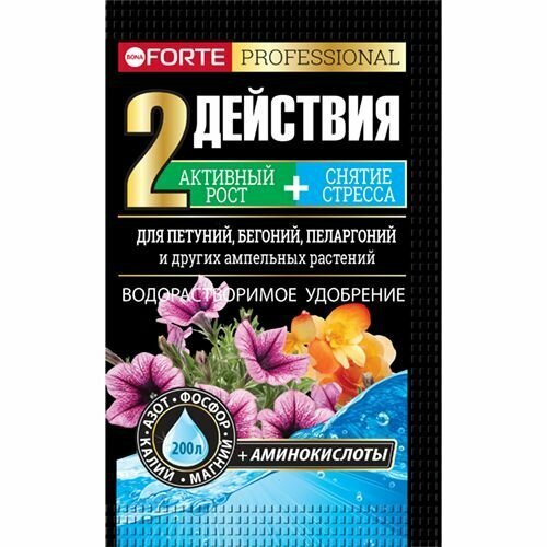 Удобрение водорастворимое Bona Forte Удобрение для петуний, бегоний, пеларгоний 100гр (10)