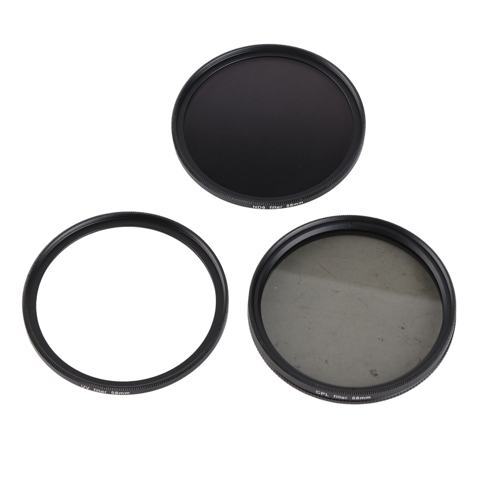 Набор фильтров для камеры 3 в 1 UV CPL ND8 из оптического стекла, алюминиевого сплава, фильтр для объектива зеркальной камеры с защитой от отпечатков пальцев и коробкой для хранения фотографий 58 мм/2,28 дюйма
