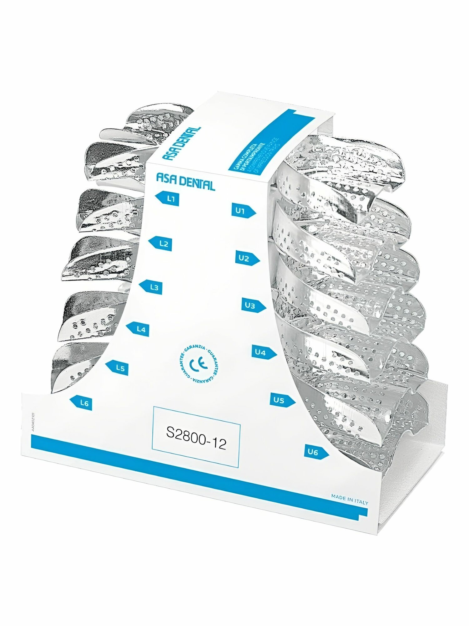 Ложка слепочная, набор 12 штук, с перфорацией без бортиков алюминиевая