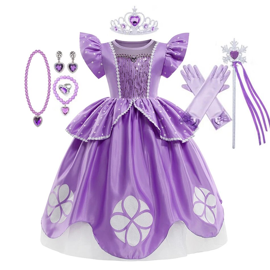 Платье принцессы София DreamParty 9-10T Tag-150, Сиреневый, 5