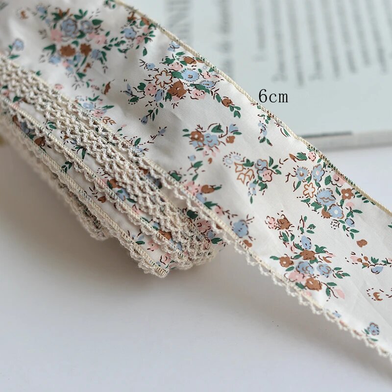Хлопковая лента с цветочным принтом 6cm wide