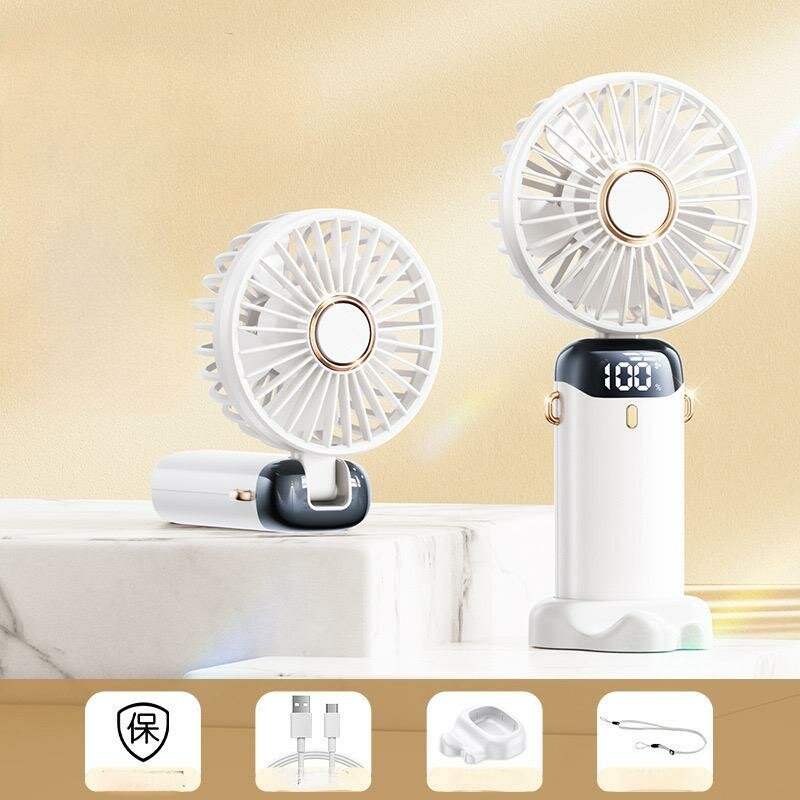 Ручной портативный мини вентилятор с 5 режимами скорости и подставкой под смартфон