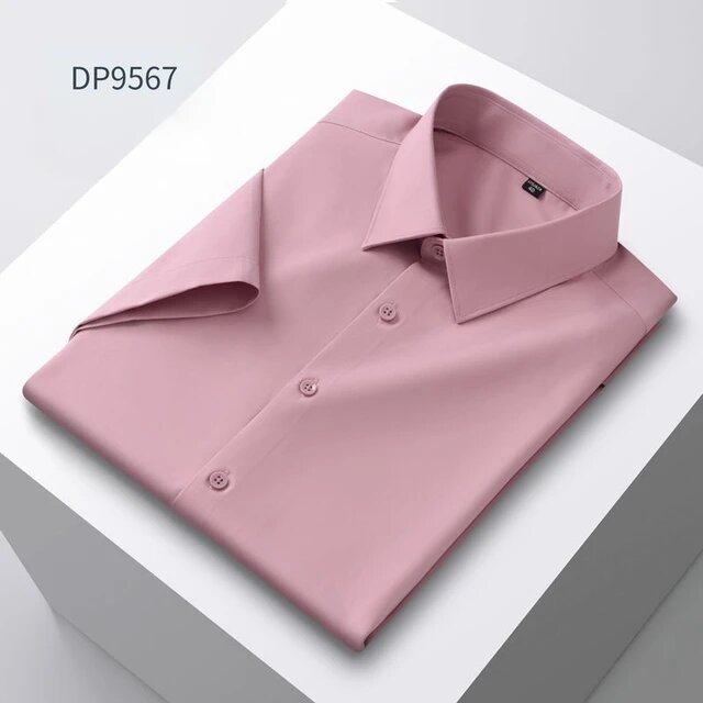 Рубашки из модала mulberrysilk с коротким рукавом для мужчин, приталенная формальная рубашка, однотонная офисная одежда, мягкие летние деловые Топы