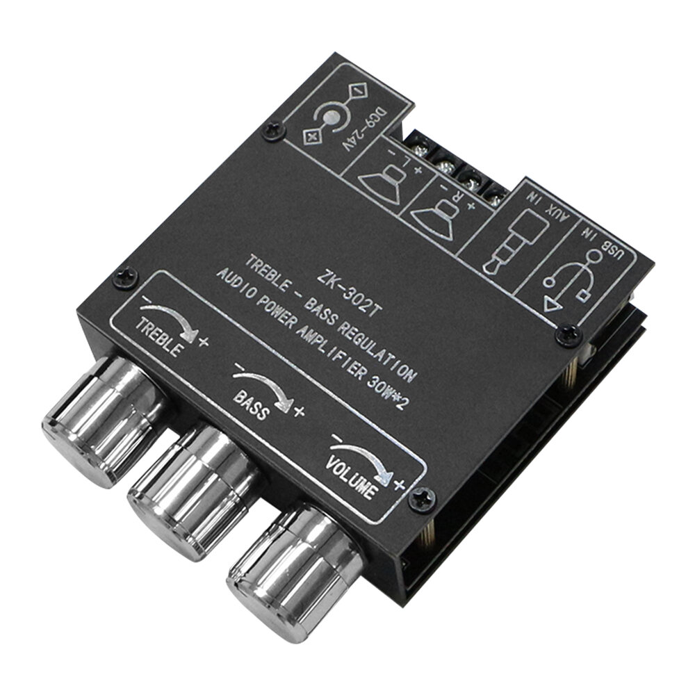 ZK-302T усилитель 30Wx2, BT, защита, U-диск, настраиваемый звук