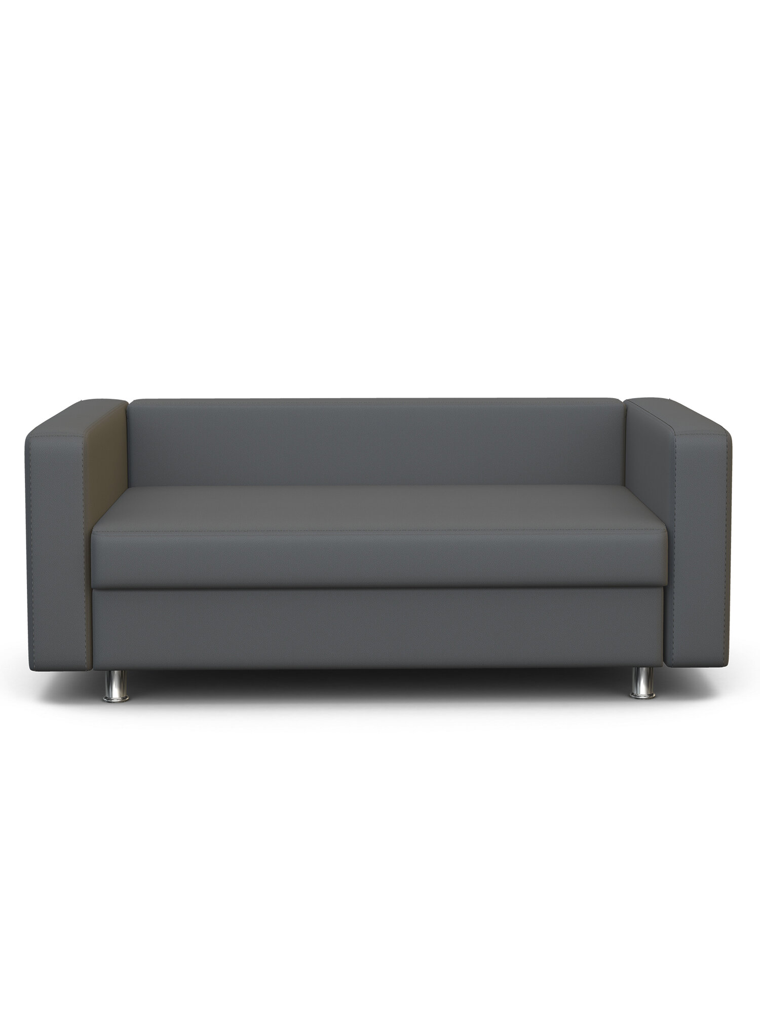 Диван офисный Бит, прямой, 143х75х74 см, с подлокотниками, с ножками, экокожа серый