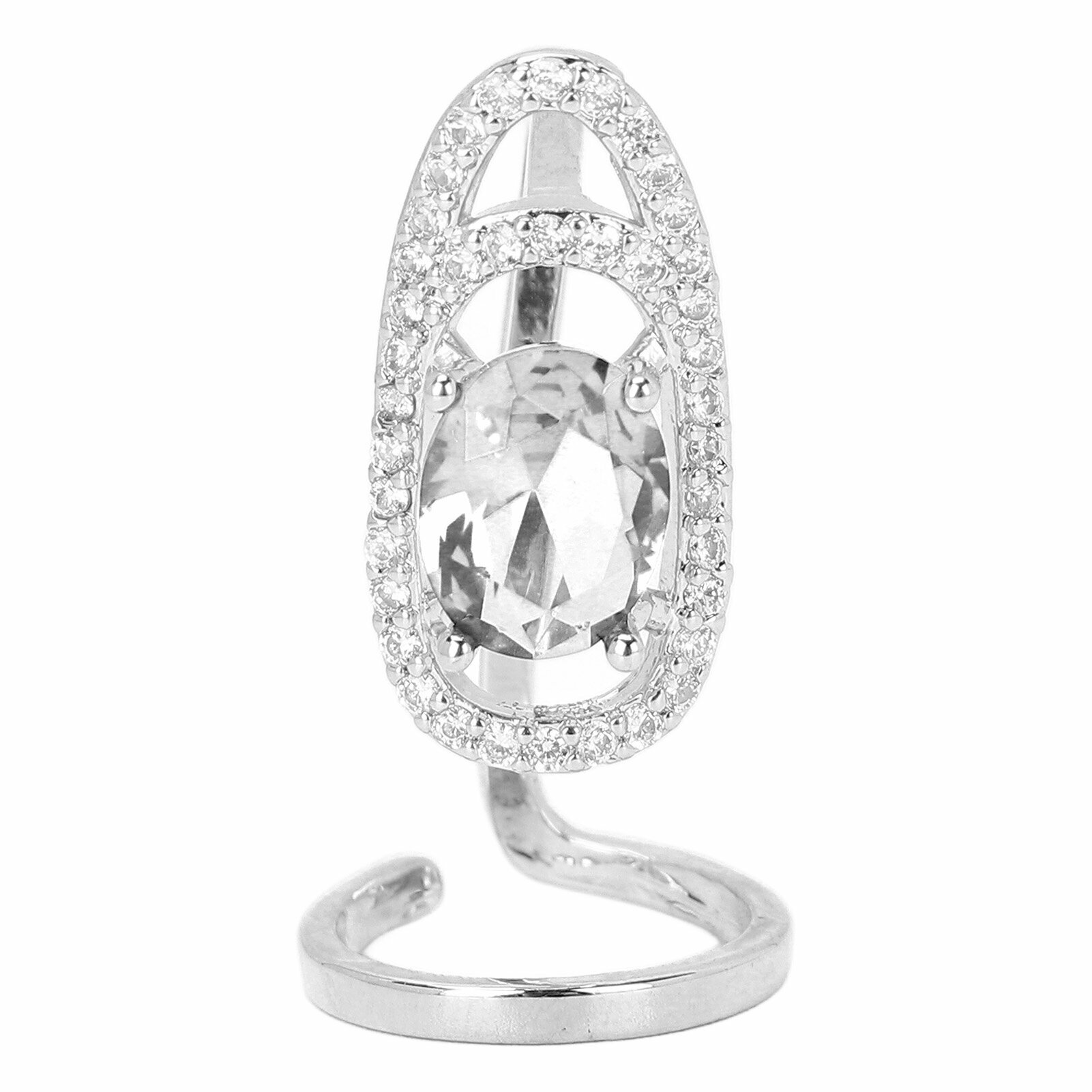 Fingernail Ring Rhinestones Shiny Delicate Finger Nail Cover Jewelry Gift for Dancing Party DatingWhite