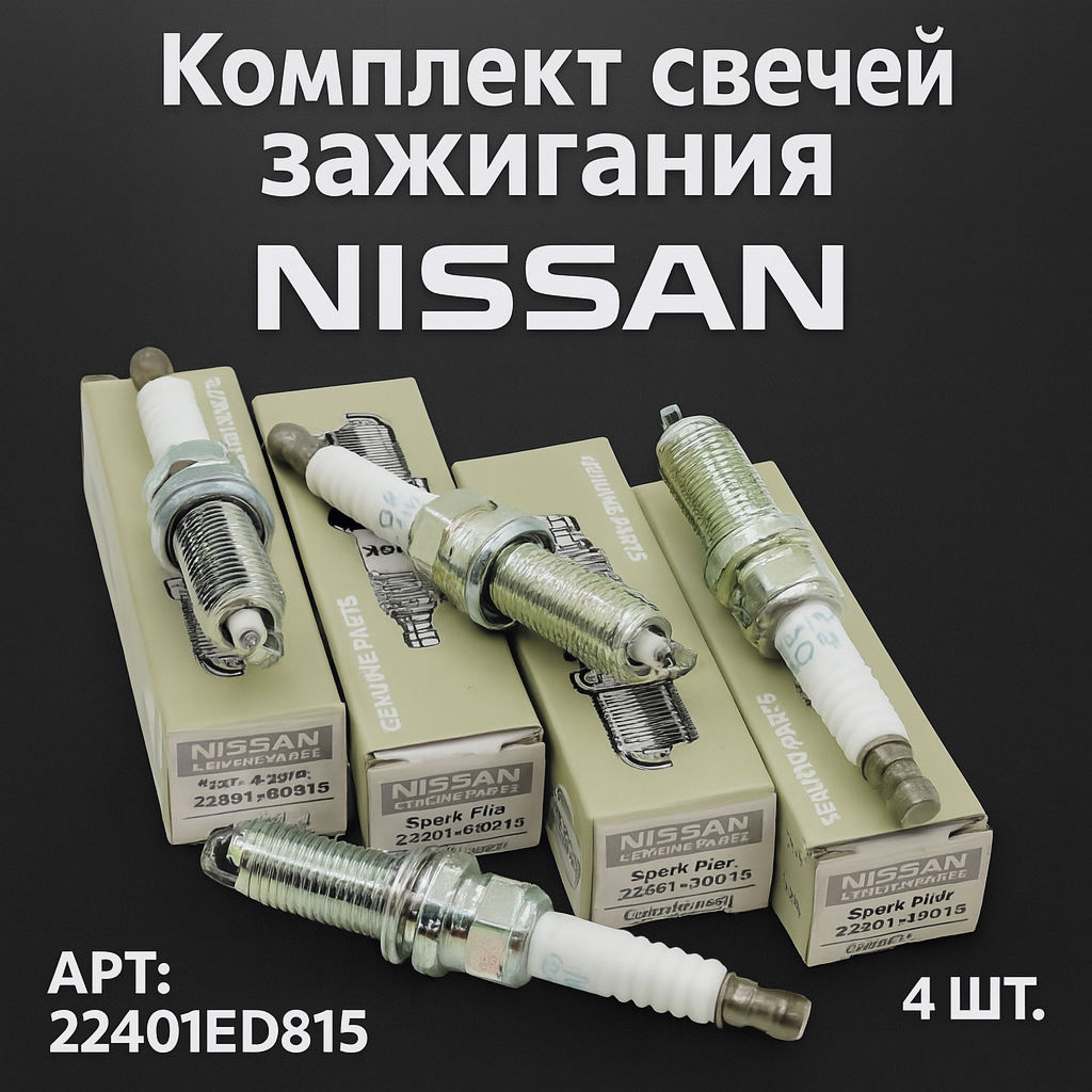 Комплект свечей зажигания NISSAN 22401ED815 4 шт. / CITROEN, RENAULT, TOYOTA, LEXUS / ниссан, ситроен, рено
