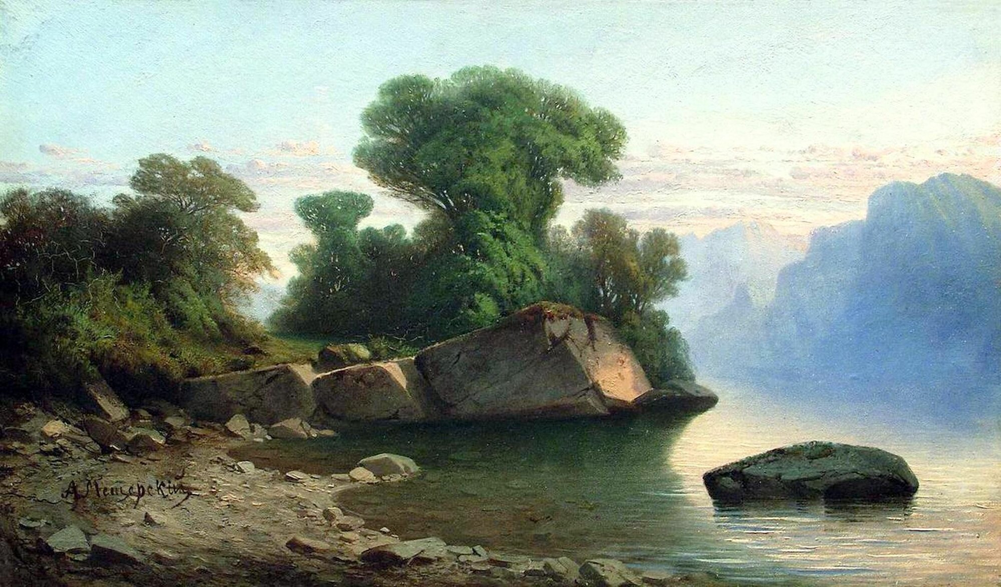 Картина Мещерского Арсения Горное озеро II 80х47 см