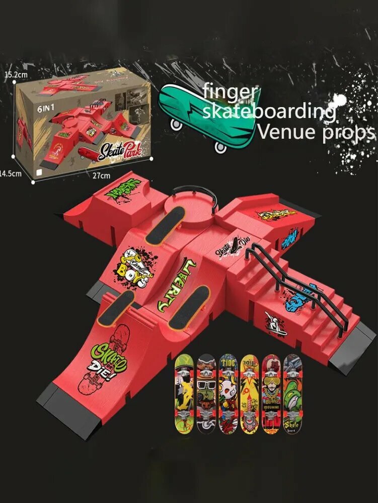 Скейт парк фингерпарк с рампой и скейтбордом для пальцев