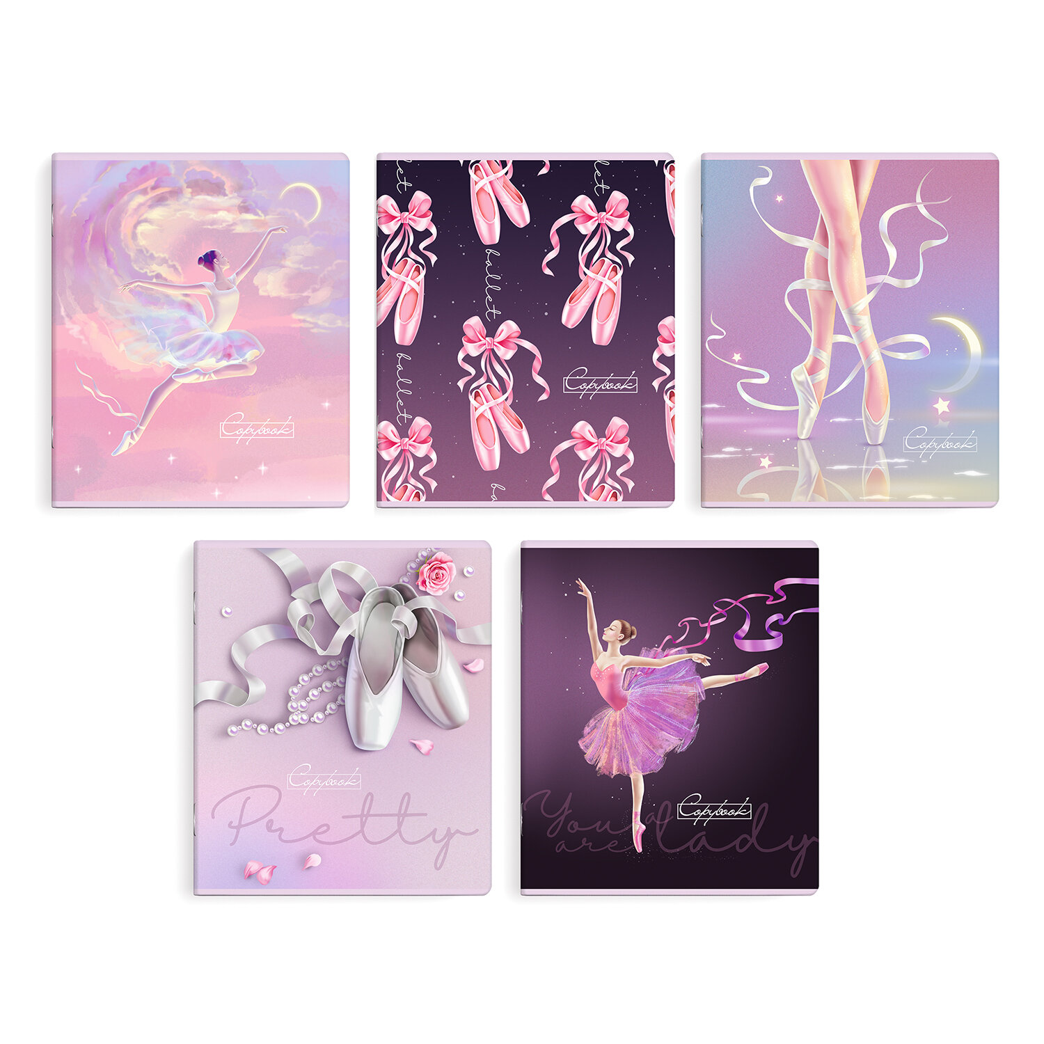 Набор из 5 тетрадей 48 л, клетка, балерина