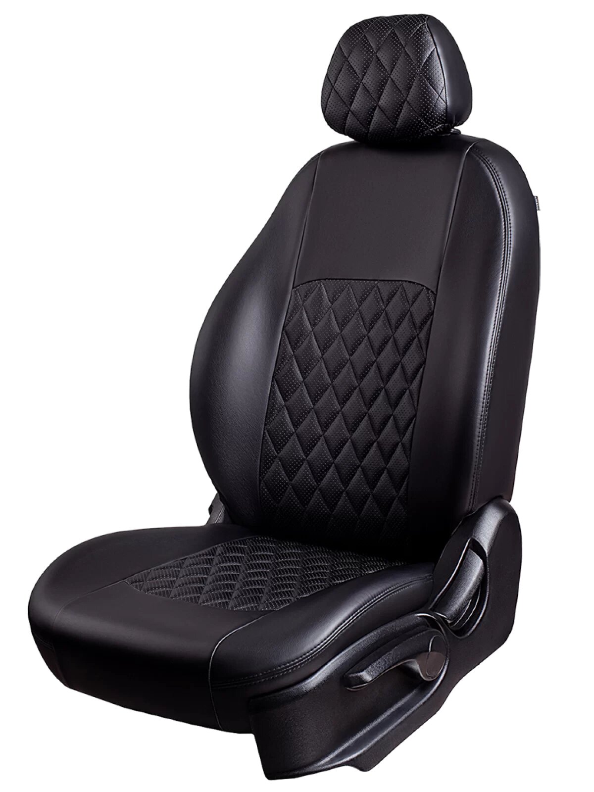 Комплект чехлов для LADA Largus I (5 мест) зад спинка и сидение 40/60. С 2025г. Экокожа, ромб, черный, черный.