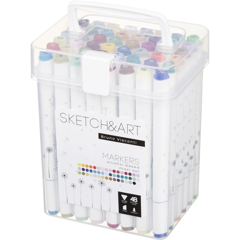 Набор маркеров двус. СКЕТЧ-МАРКЕРЫSKETCH&ARTМАКСИ,48 ЦВ. Плас. Пенал,22-0079