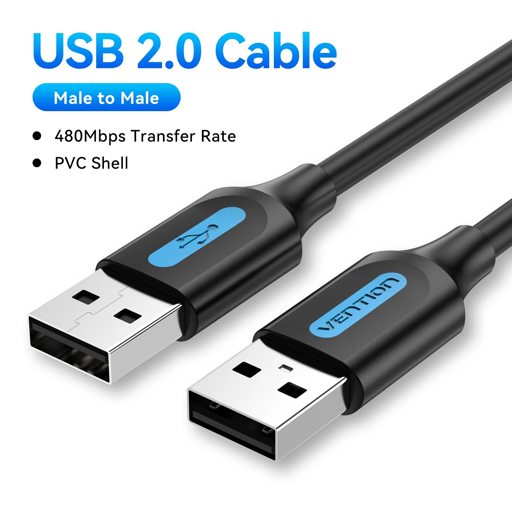 Кабель-удлинитель USB 3.0 Vention 2m, USB 2.0 Male to Male