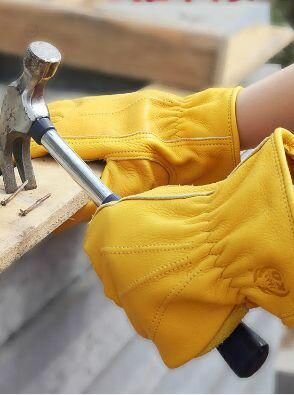 Краги сварщика, теплые кожаные перчатки для сварки, строительства, мотопрогулок и зимних работ, защита рук от огня, воды и холода