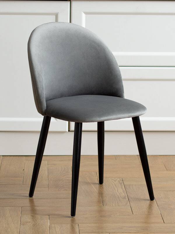 Стул Гринвич серый велюр кухонный мягкий со спинкой для дома, для кухни, для гостиной, для спальни, DOBROV