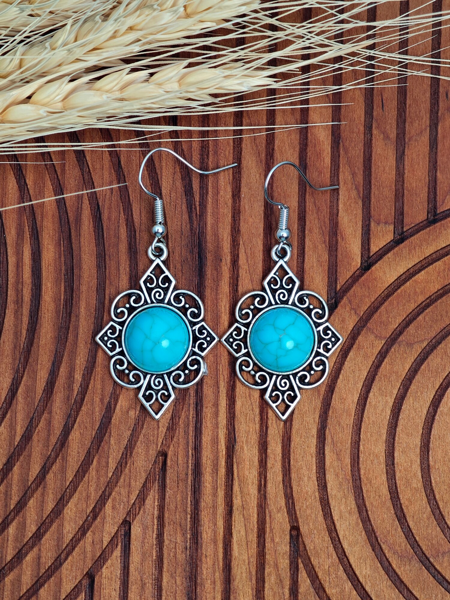 Серьги be self true, эмаль, бирюза синтетическая