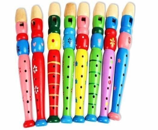 Дудка деревянная с принтом, 6 видов, в пакете
