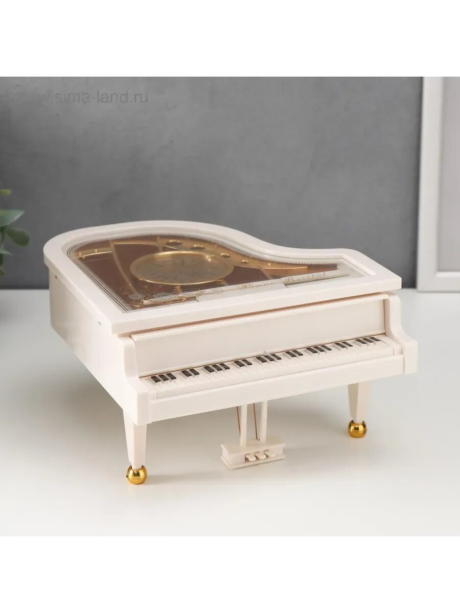 Шкатулка музыкальная механическая Белый рояль с балериной