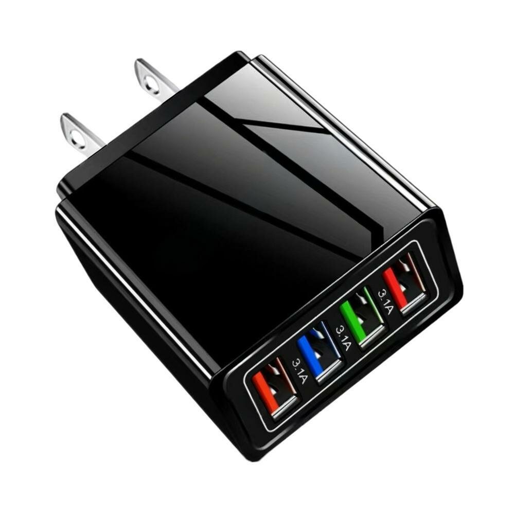 Зарядное устройство 4 USB порта, сетевой адаптер 5V 2.4A, универсальное сменные вилки для EU, US, UK, для телефона и планшета
