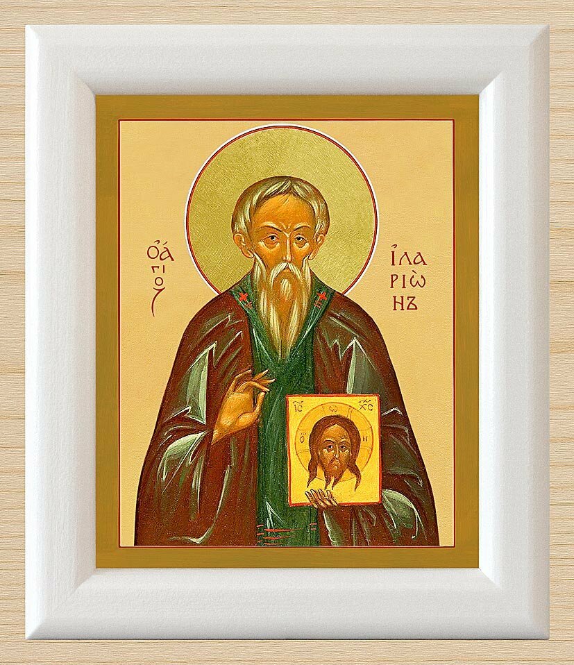 Преподобный Иларион Новый, Далматский, икона в белой деревянной рамке 12,5*14,5 см