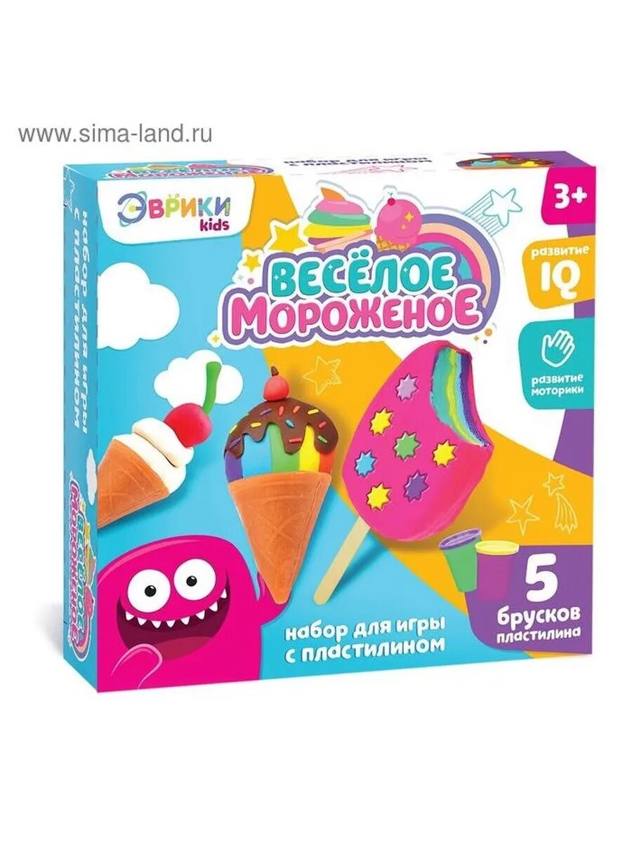 Игровой набор для лепки «Весёлое мороженое», 5 брусков пласт