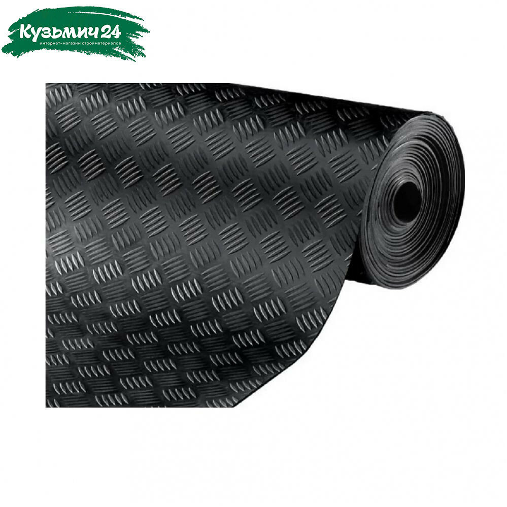 Покрытие напольное Шашки CC003511, резина, 3х1000х1000 мм, цвет черный