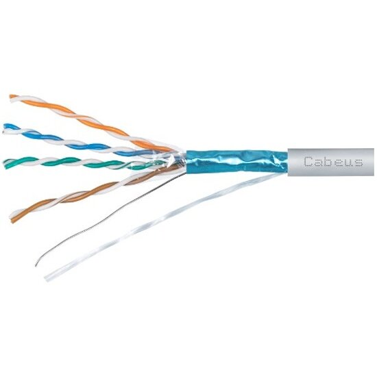 Кабель витая пара Cabeus F/UTP FTP-4P-Cat.5e-SOLID-LSZH-GY-50, экран, кат. 5e, 4 пары (24 AWG), одножильный, 50м. серый