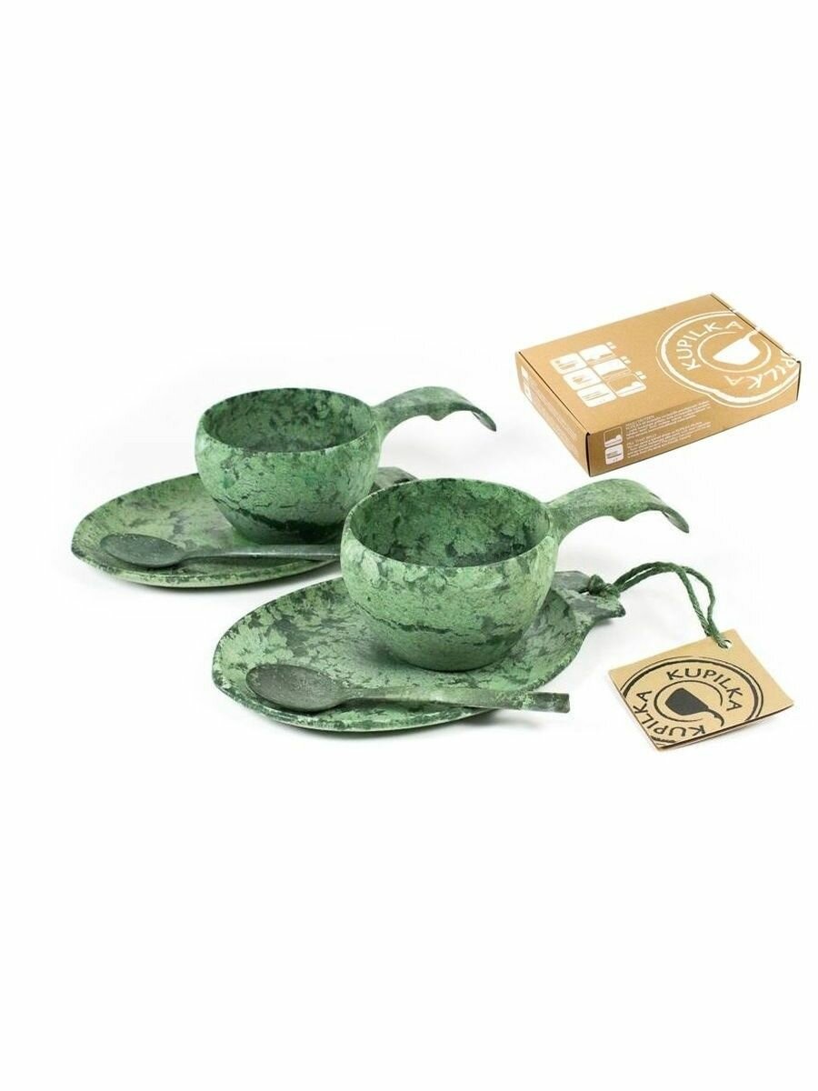 Финский чайный подарочный набор Kupilka SLOW DOWN на 2 персоны цвет: Conifer