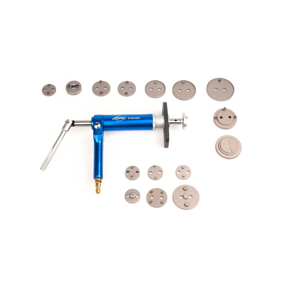 Приспособление для утапливания тормозных цилиндров пневматическое AIST 67944820 инструмент для вдавливания поршней суппортов с насадками