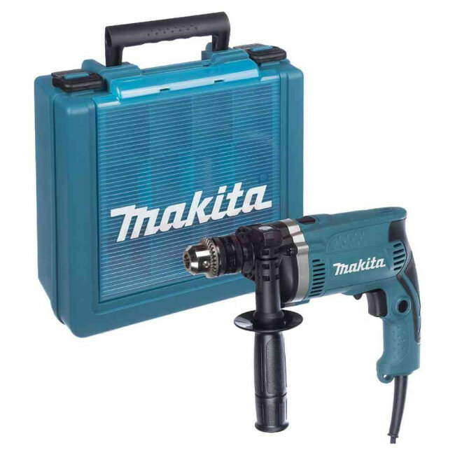 Ударная дрель Makita HP1630K, 710 Вт, патрон кулачковый, кейс