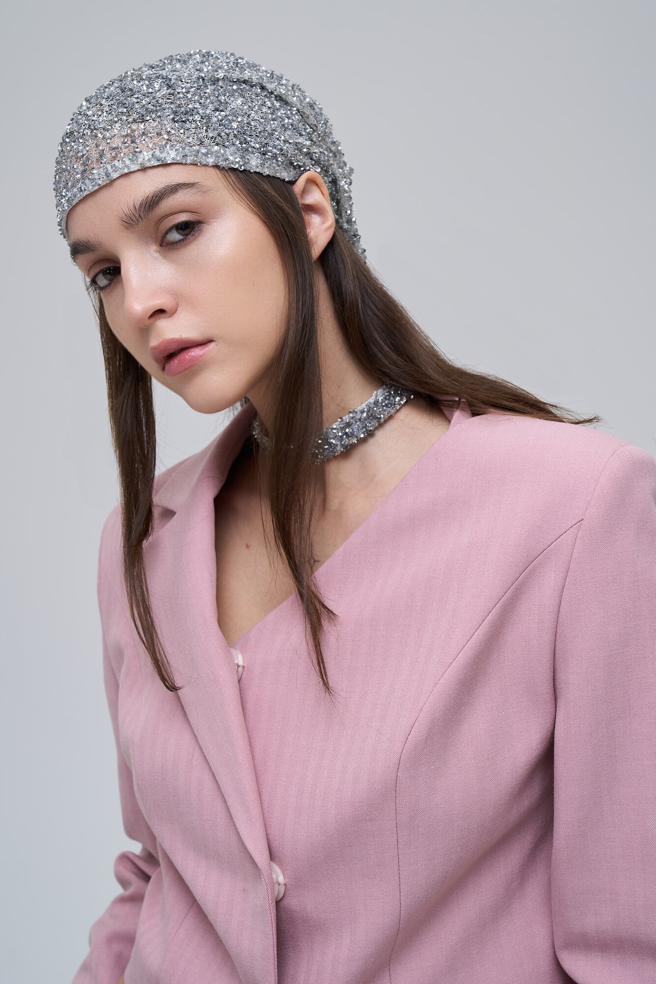 Тюрбан Lipner "Tupac" с пайетками, серебристый - светоотражающий, бандана для волос для взрослых и детей