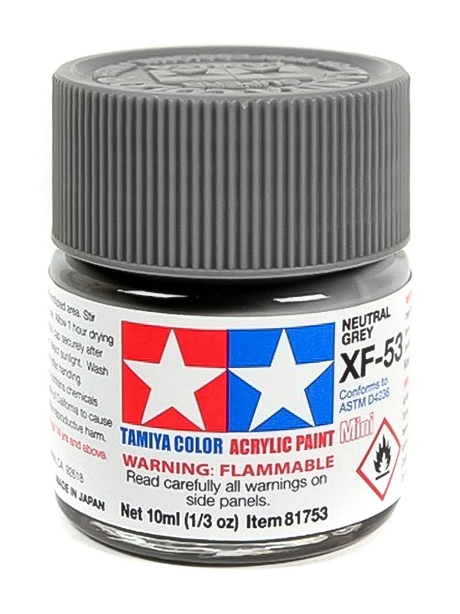 Краска акриловая Tamiya Color XF-53 Neutral Grey 81753 нейтральная серая матовая, 10 мл
