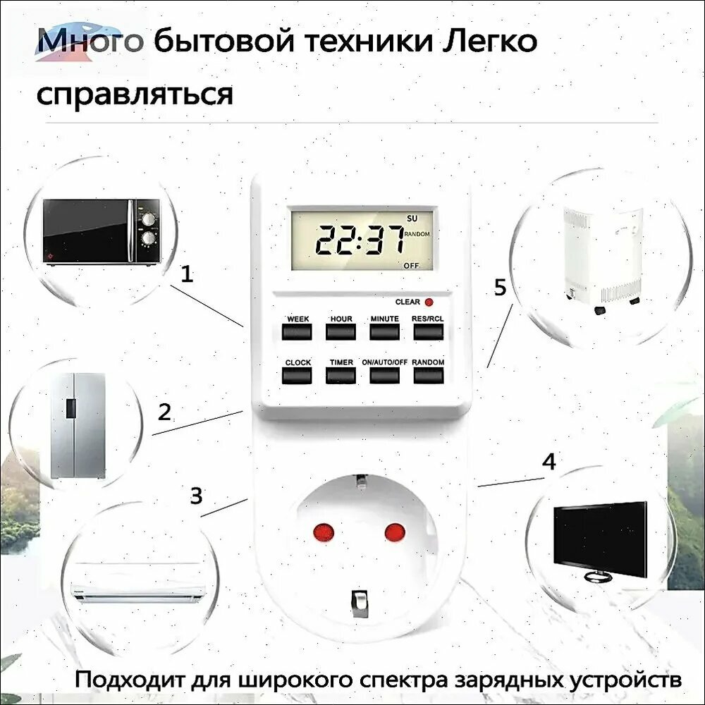 Умная розетка с таймером, электронный программируемый таймер для включения и выключения электроприборов
