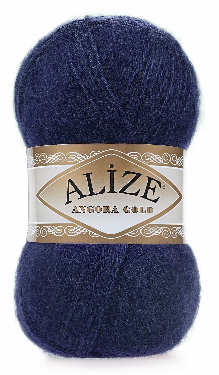 Пряжа для вязания Angora gold Alize, 5 мотков (550м, 100гр), цвет 58 Темно-синий