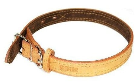 Ошейник для собак кожаный с двойной строчкой, рыжий, шир. 45 мм, ZooMaster (55 см)