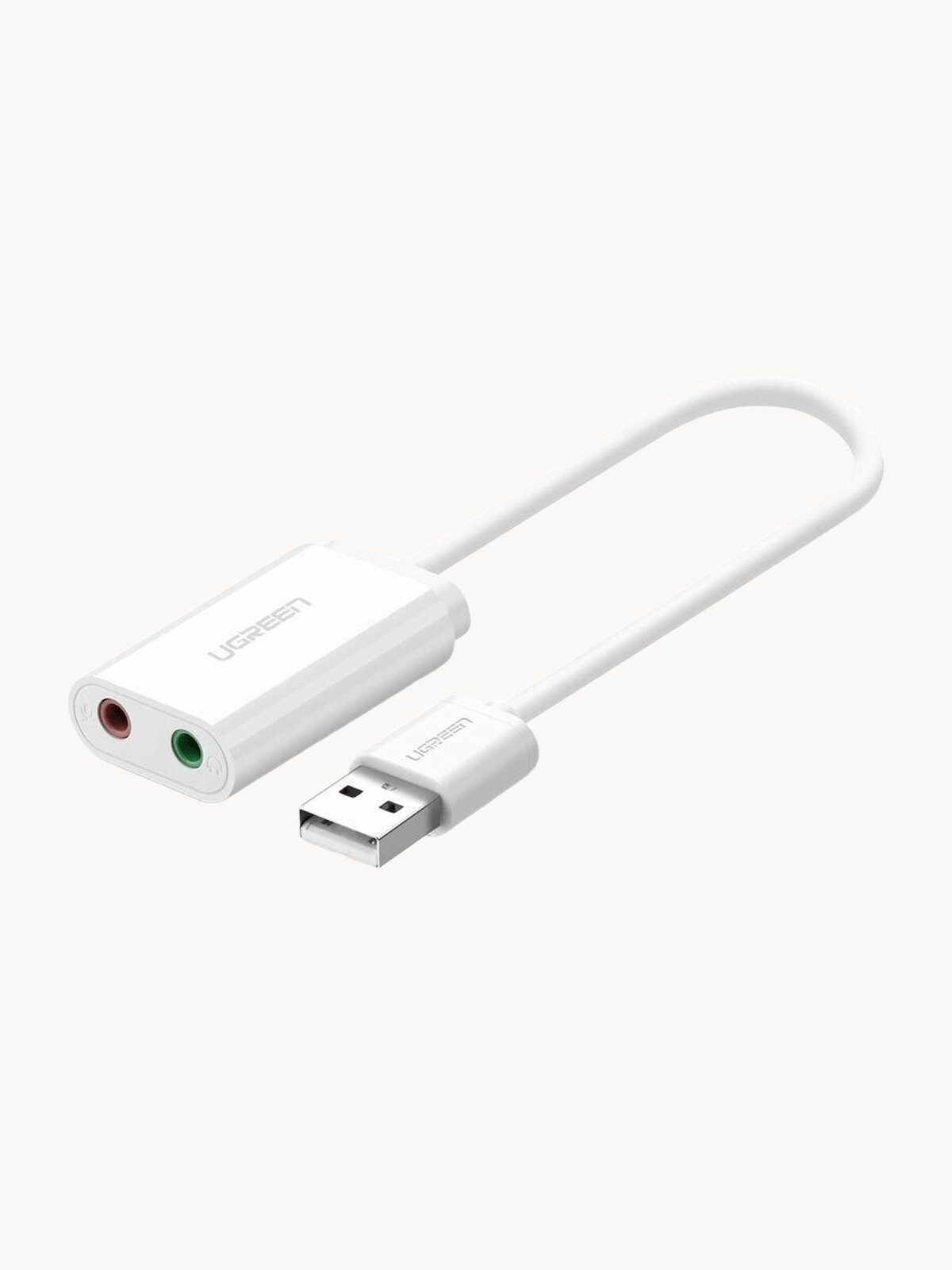 Аудиоадаптер USB-A 2.0-AUX Jack 3.5 мм Ugreen, цвет белый (30143)