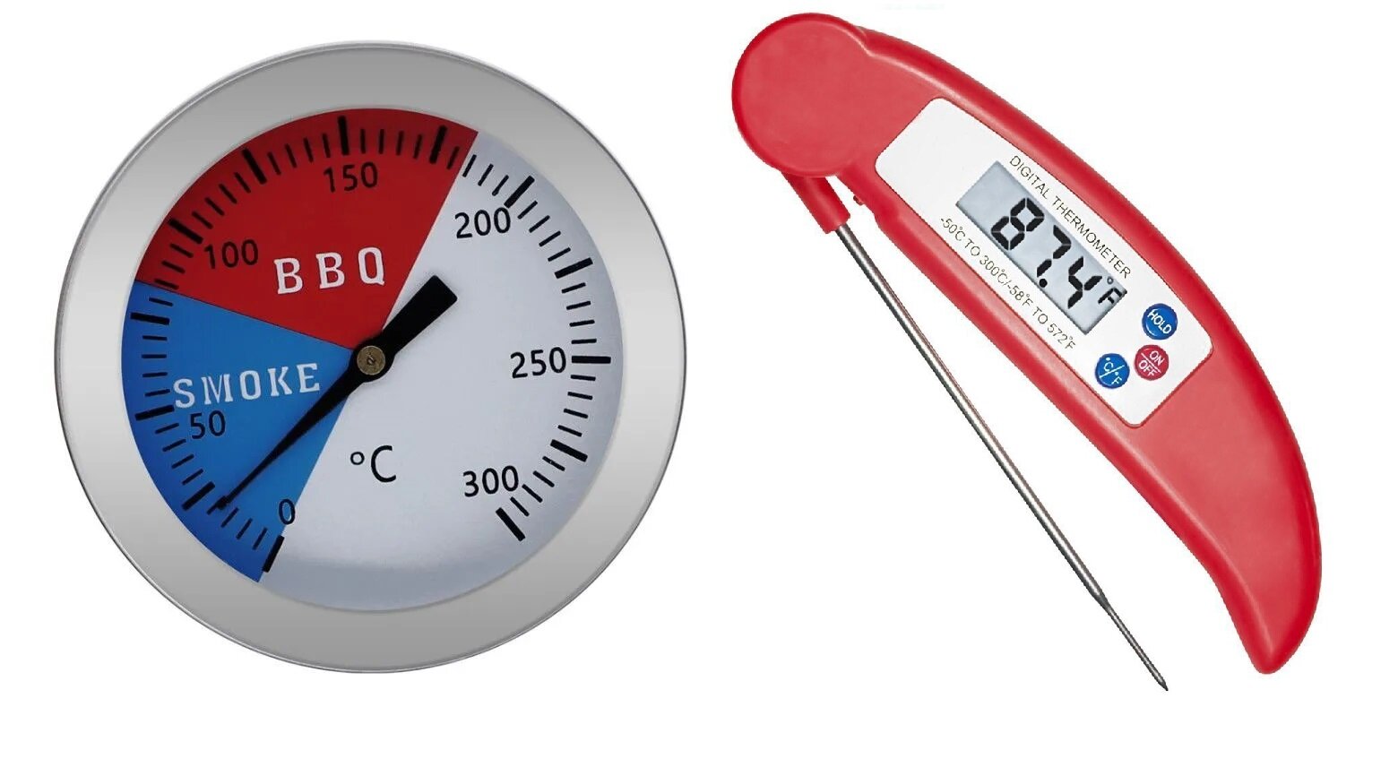 Набор кулинарных термометров, 2 штуки, от 0 до + 300 °C, красные