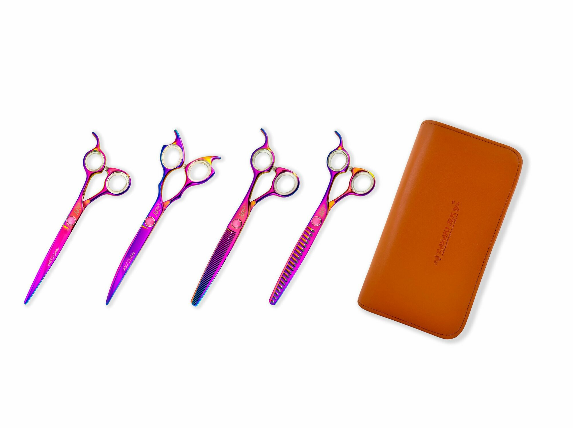 Профессиональный набор ножниц для груминга стрижки животных KKO ARTISAN PINK SET