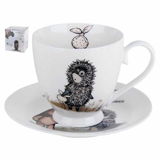 QUINSBERRY Ежик в тумане чашка с блюдцем 440 мл фарфор под упаковку стильная коллекция