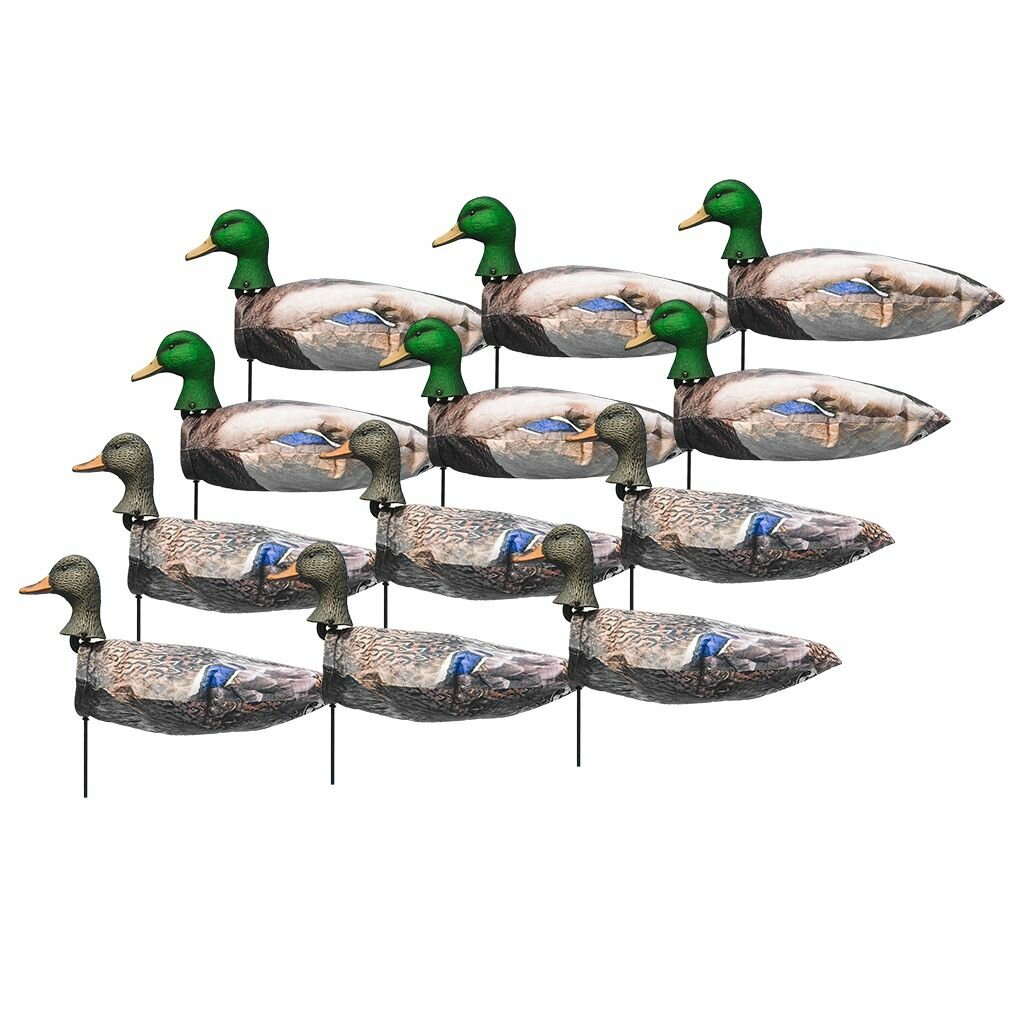Комплект ветровых чучел утки "дюжина" Flock Decoys, с головами,12 шт.