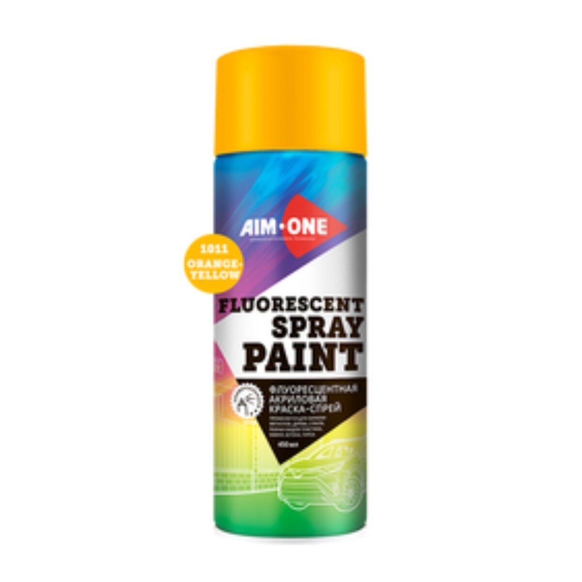 Aim-One Краска-спрей Fluorescent. Оранжево-желтая 450мл