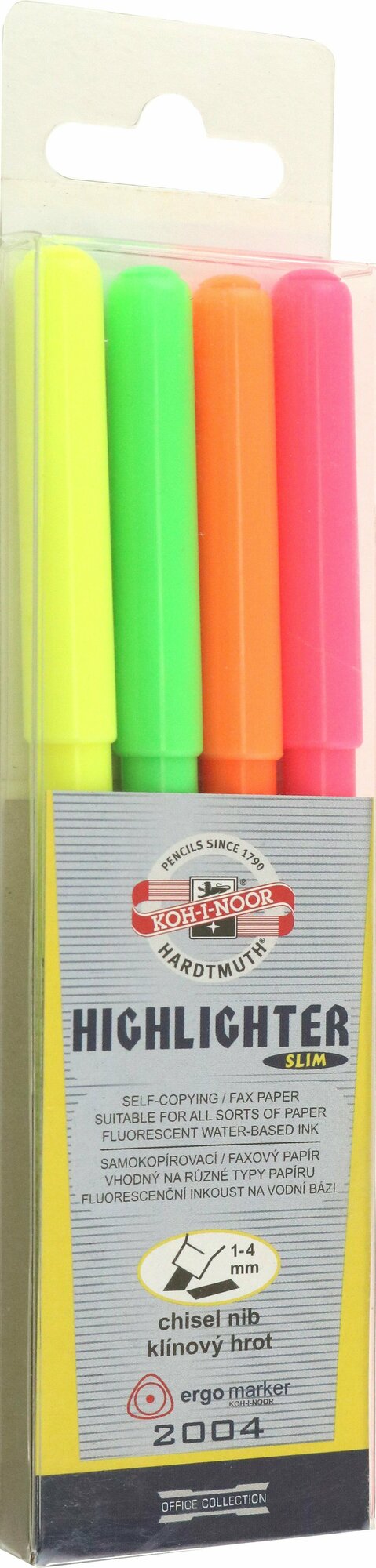 Набор маркеров-текстовыделителей, 4 цвета, скошенных 1-4 мм