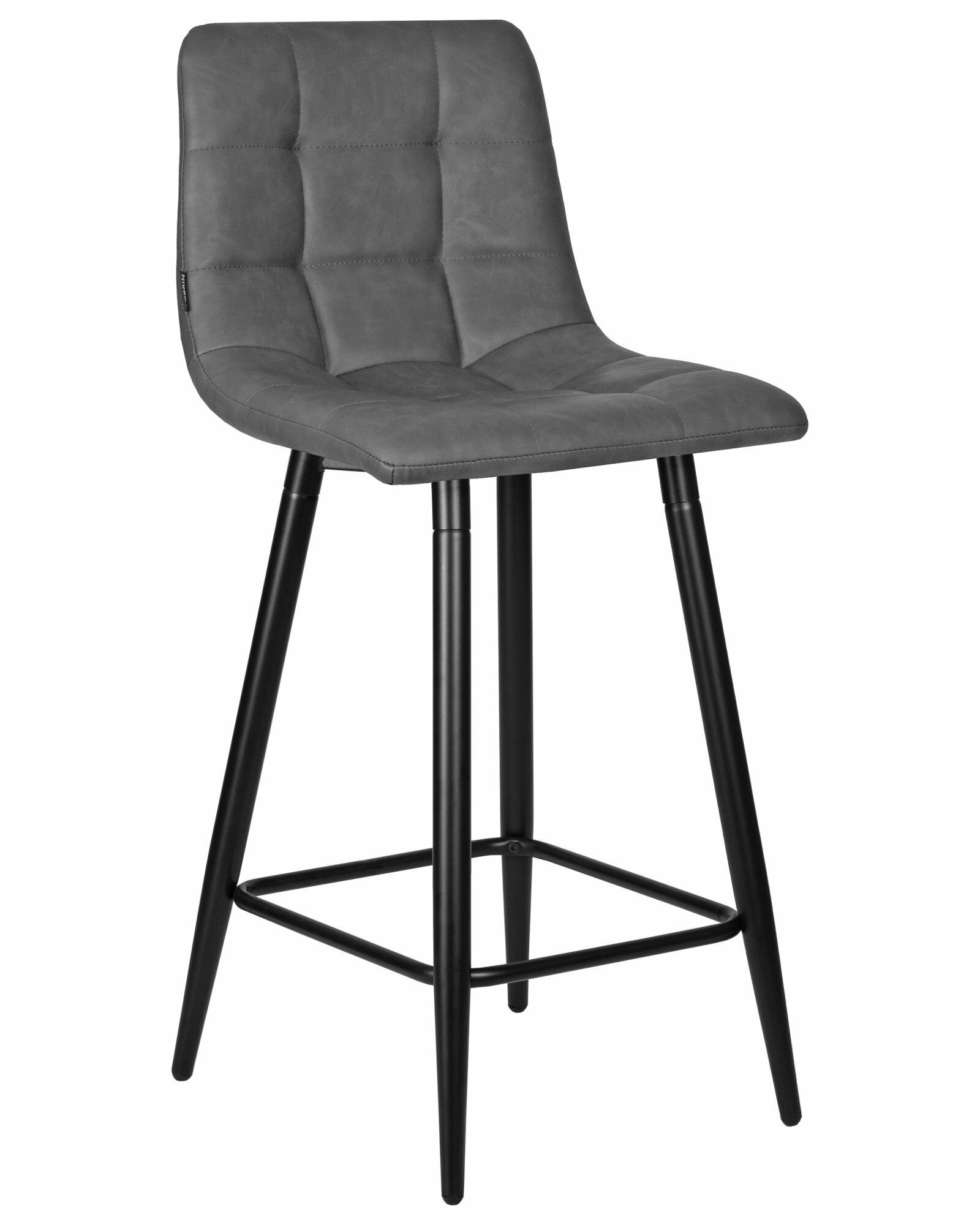 Стул полубарный OLIVIA, (RU-08) STOOL MARKET серый, черный, ткань, металл, мягкое сиденье, без подлокотников