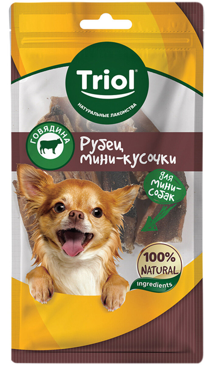 Лакомство TRIOL для собак маленьких пород мини кусочки рубец говяжий 25 гр (1 шт)