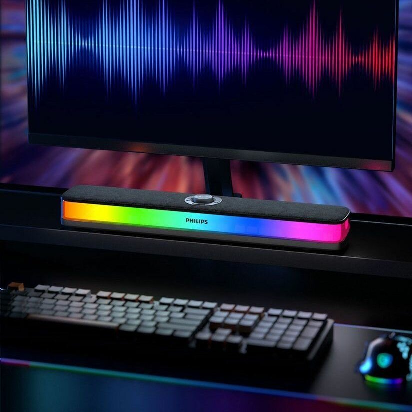 Саундбар для компьютера Philips. Филипс Атмосферный Bluetooth-динамик с RGB-подсветкой SPA6109