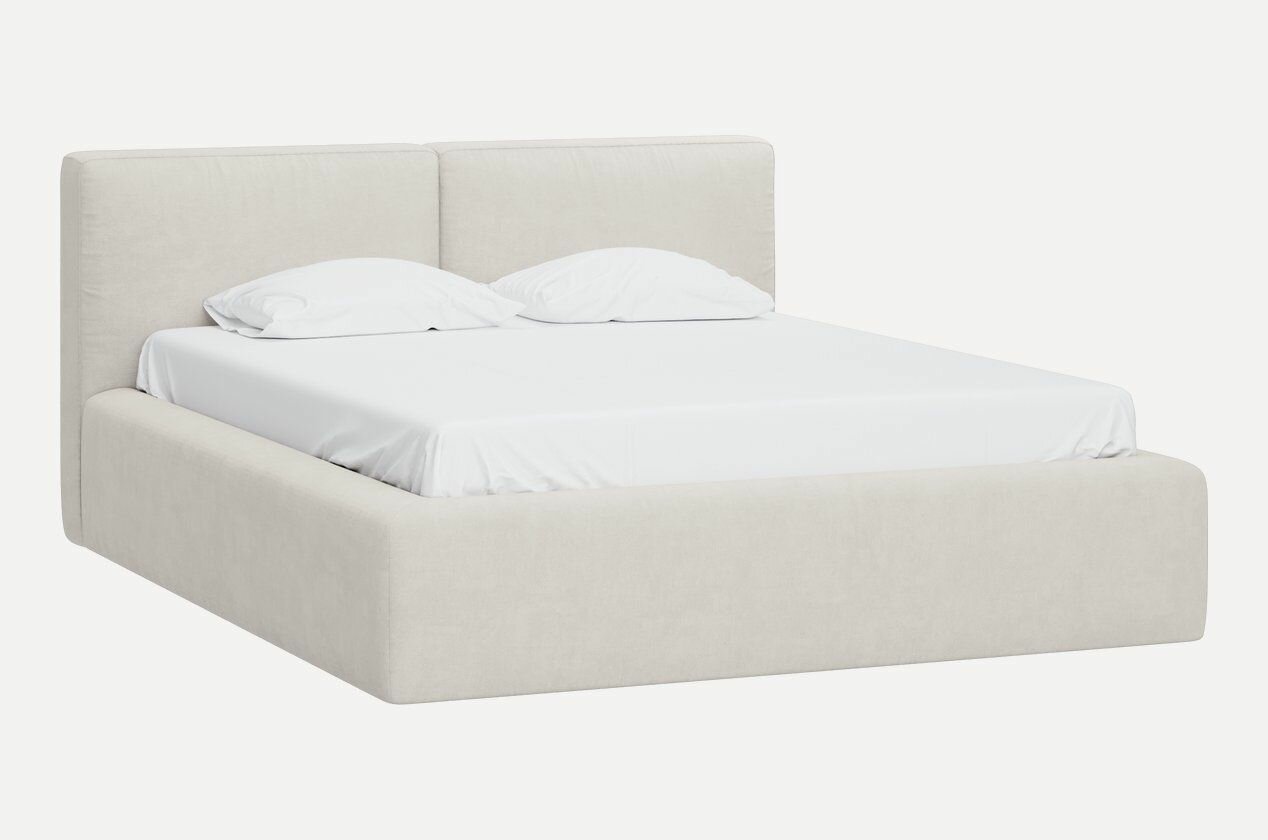 Кровать двуспальная 180x200 Divan.ru Фостер Soft Milk 233x206x94 см, велюр, белый