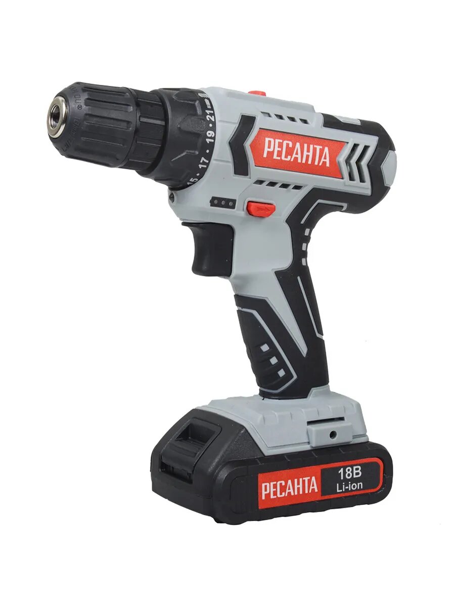 Дрель-шуруповерт аккумуляторная, 18 В, 1400 об/мин