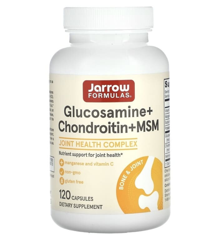 Jarrow Formulas Glucosamine+Chondroitin+MSM, Глюкозамин+Хондроитин+МСМ 120 капсул