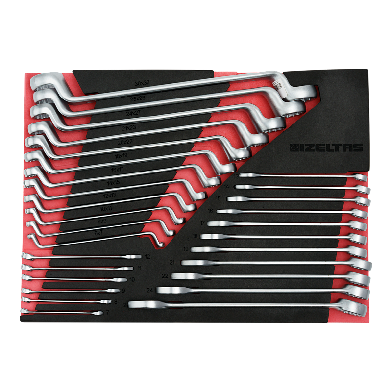 Набор комбинированных и накидных ключей в ложементе EVA 29 предметов, габариты 460х335, IZELTAS, 2965905927