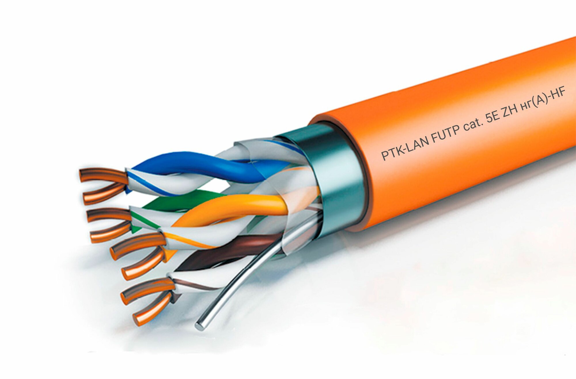 LAN F/UTP 4x2x24AWG (0,51 мм) кат.5е (305 м) LSZH (оранжевый) Пожтехкабель СКС (202-004)